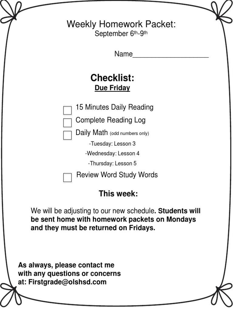Homework Packet | PDF