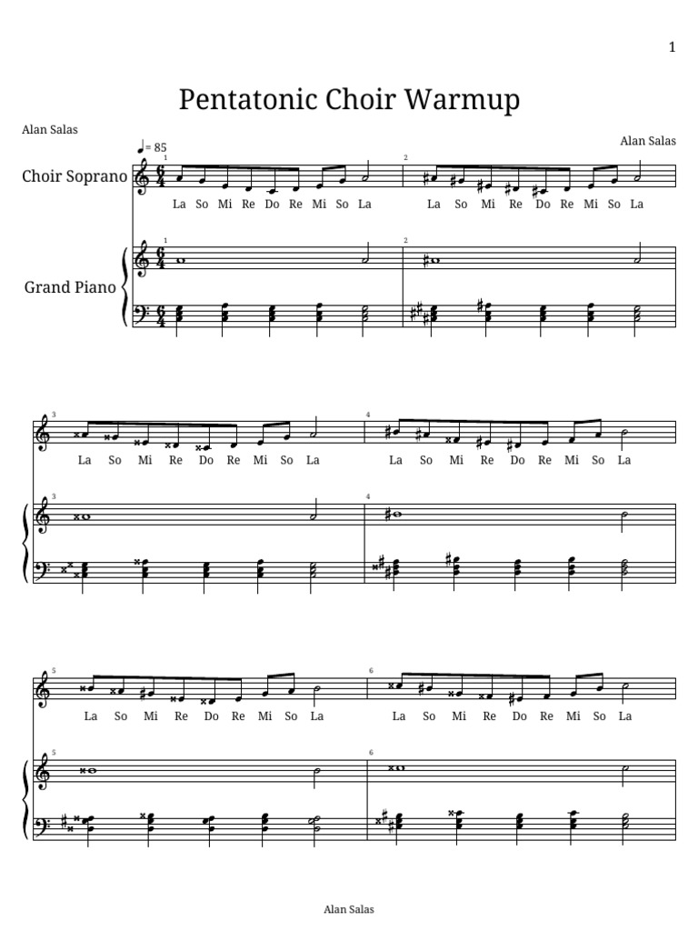 Pentatonic Choir Warmup Sheet Music | PDF