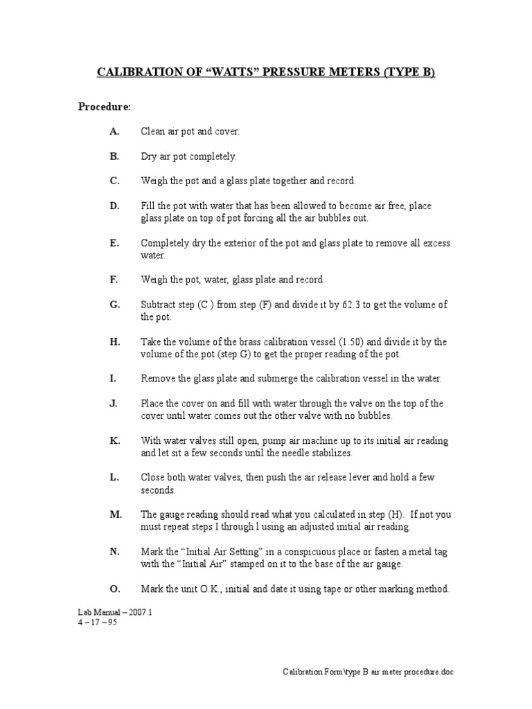 Calibration Procedure for Type B Meters | PDF | Home & Garden | Science ...