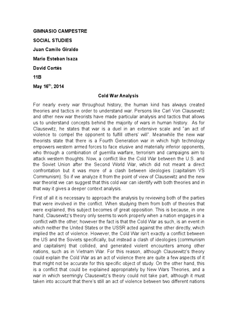 Cold War Analysis | PDF | Carl Von Clausewitz | Cold War