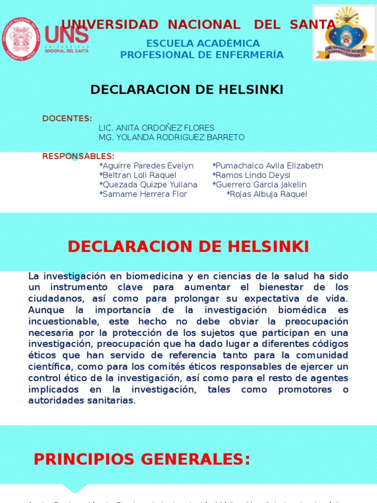 Declaración-de-Helsinki.pptx | PDF | Medicina | Ensayo clínico