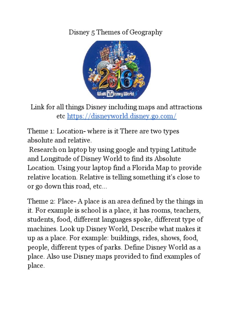 Disney 5 Themes of Geography | PDF | Walt Disney | Walt Disney World