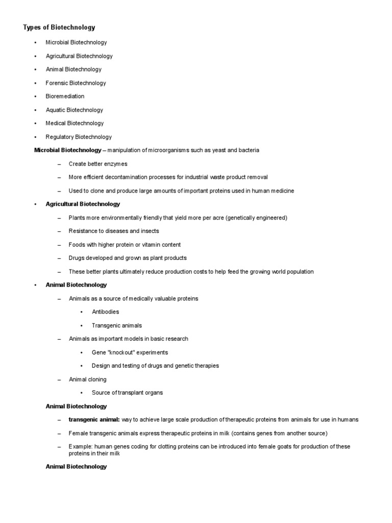 Types of Biotechnology | PDF | Biotechnology | Genetically Modified ...