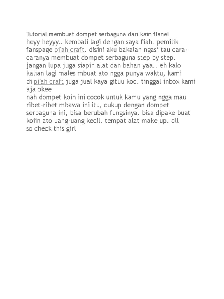 Tutorial Dompet Flanel Serbaguna | PDF