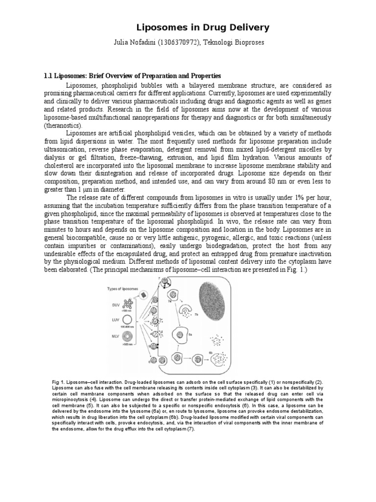 An Overview of Liposomes as Promising Pharmaceutical Carriers for Drug ...