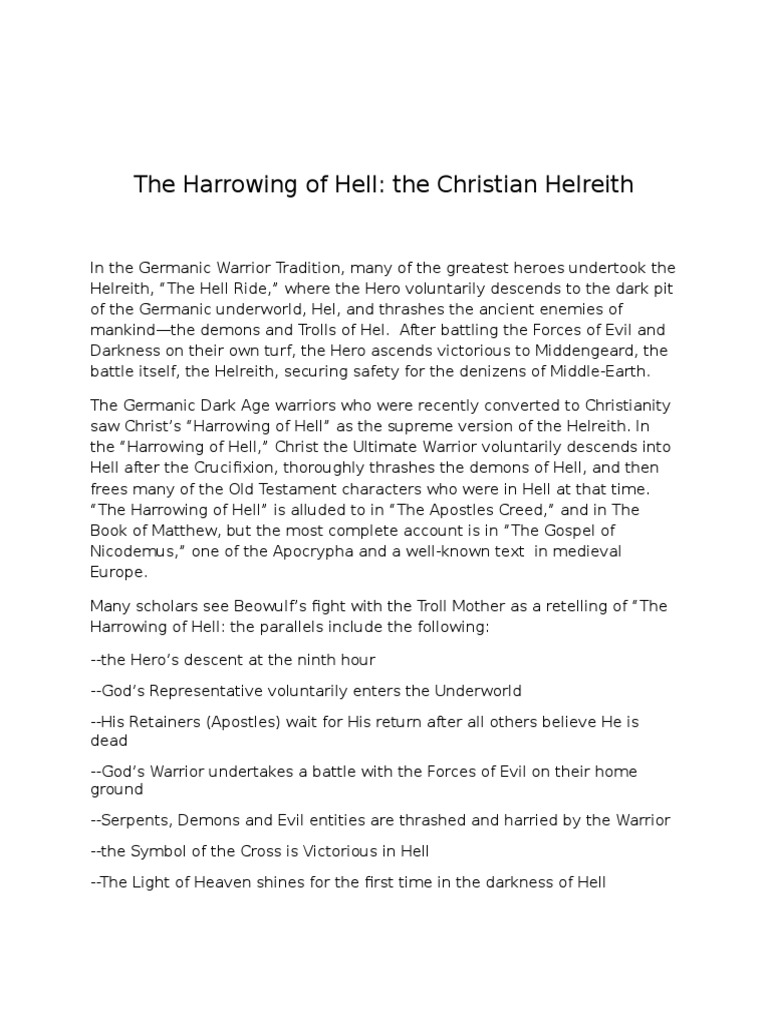 The Harrowing of Hell: The Christian Helreith | PDF