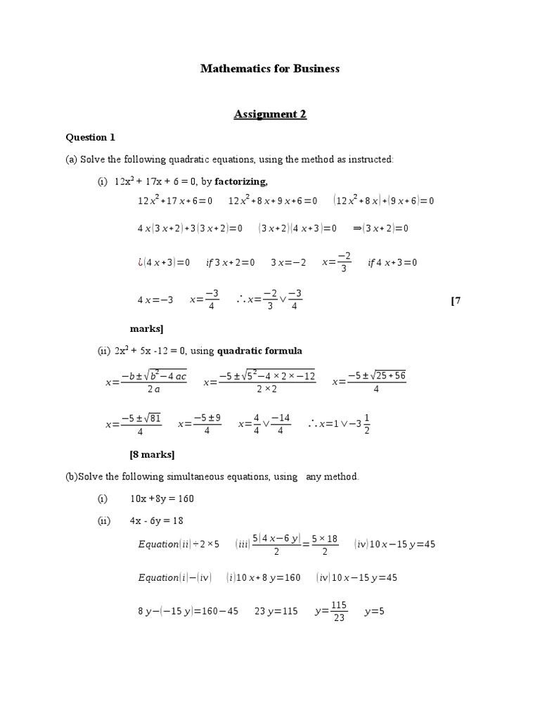 Business Math Assignment Guide | PDF | Teaching Methods & Materials