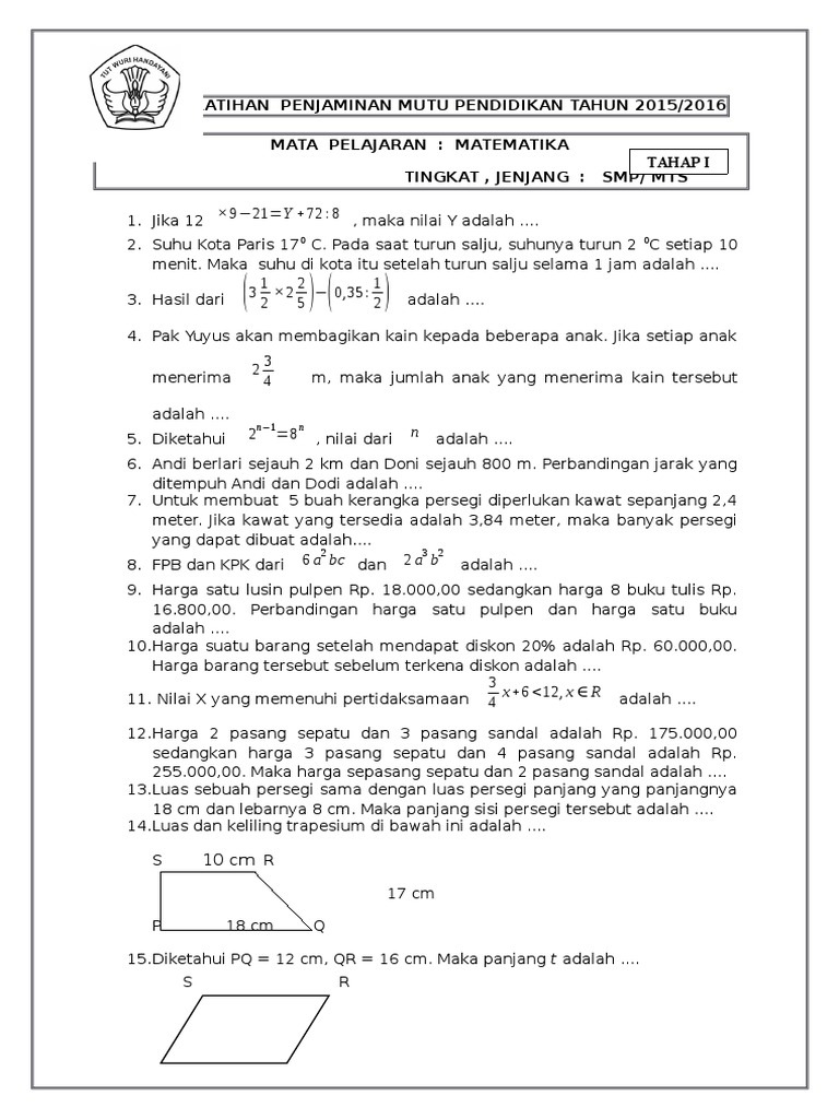 Soal Matematika SMP | PDF