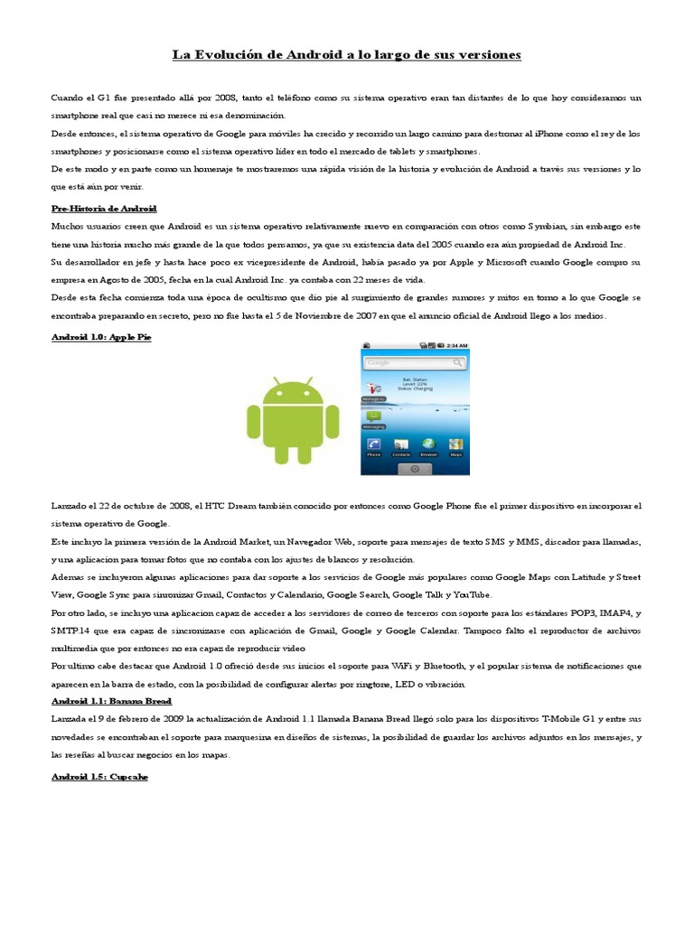 La Evolución de Android A Lo Largo de Sus Versiones | PDF | Android ...