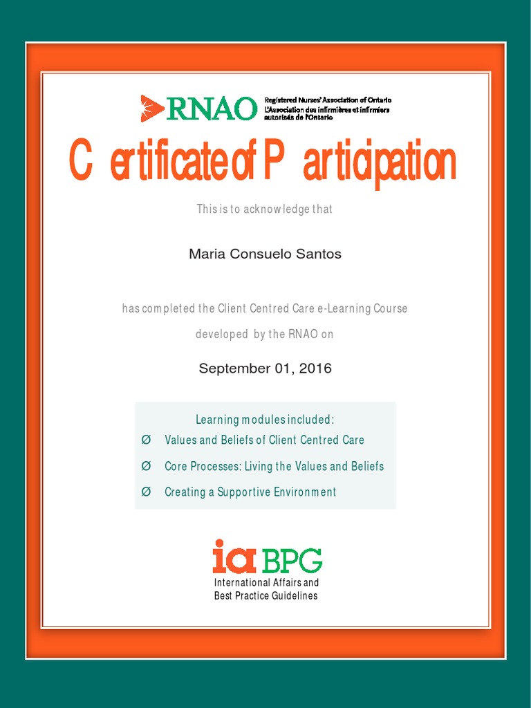 Rnao Certificate | PDF