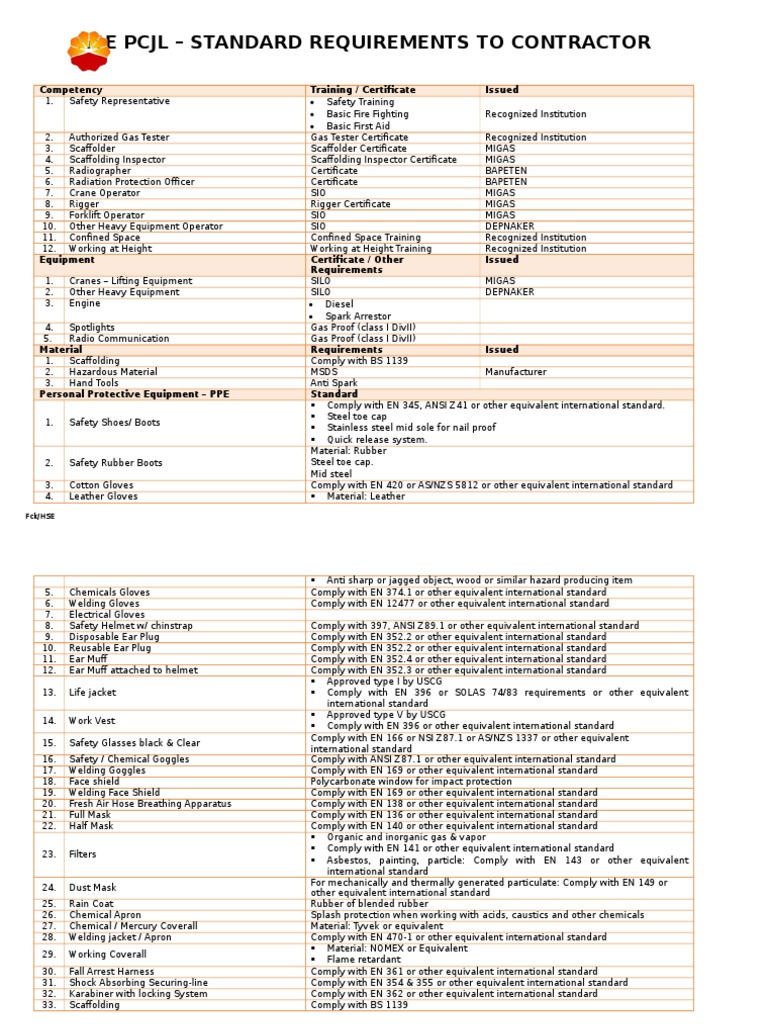 Contractor Safety Training Requirements | PDF | Personal Protective ...