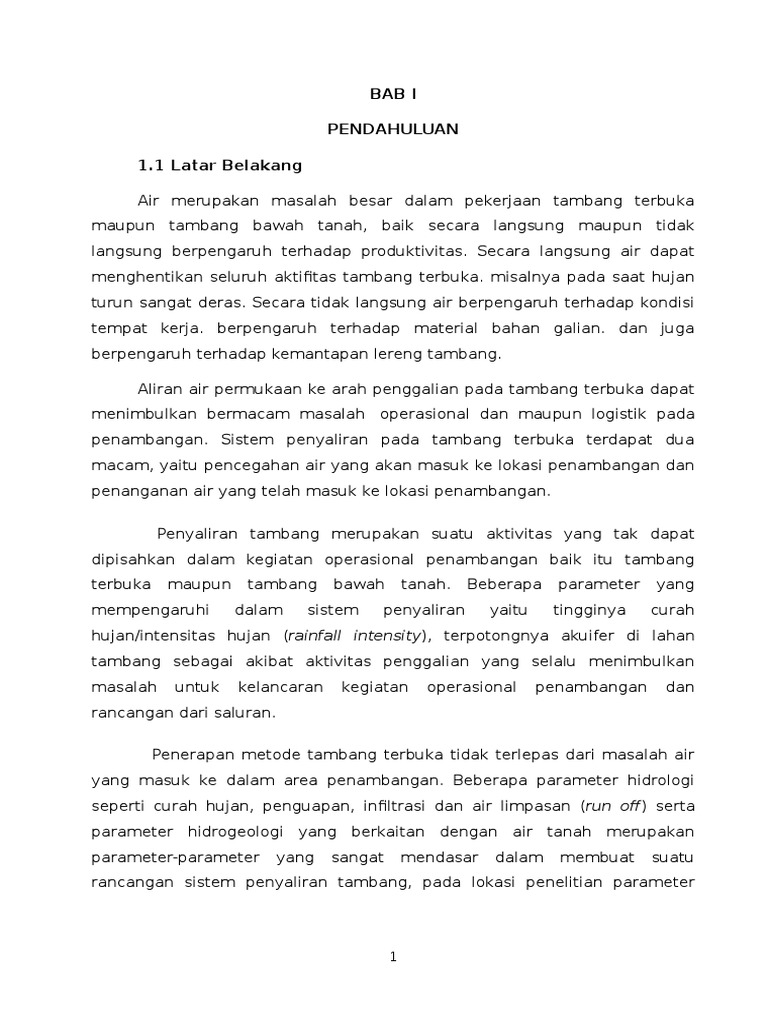 Sistem Penyaliran Tambang Dan Kajian Teknis Sistem Penyaliran Tambang ... Sistem Penyaliran Tambang Dan Kajian Teknis Sistem Penyaliran Tambang ...