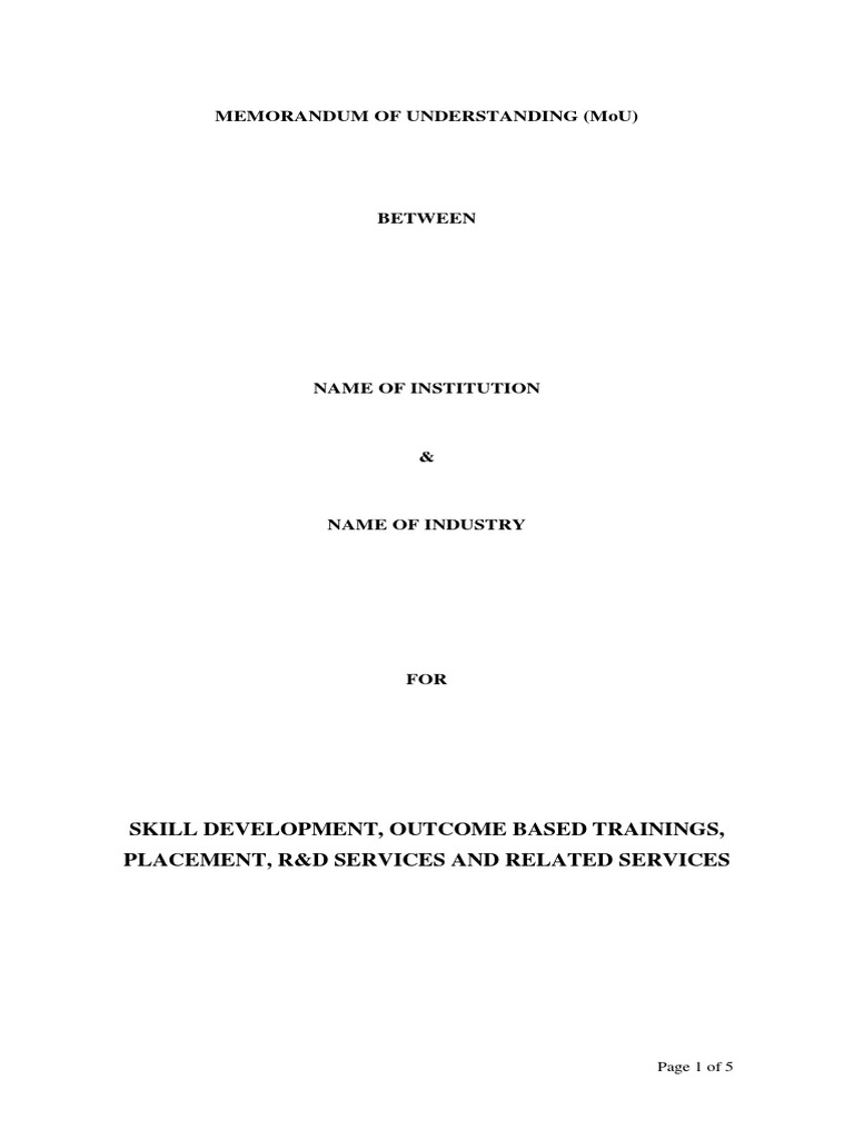 Model MoU For Skill Development Courses | PDF | Arbitration | Justice