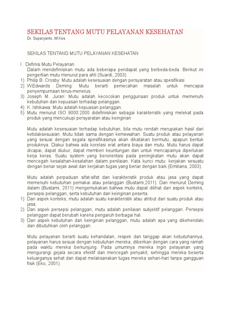 Dimensi Mutu Pelayanan Kesehatan | PDF