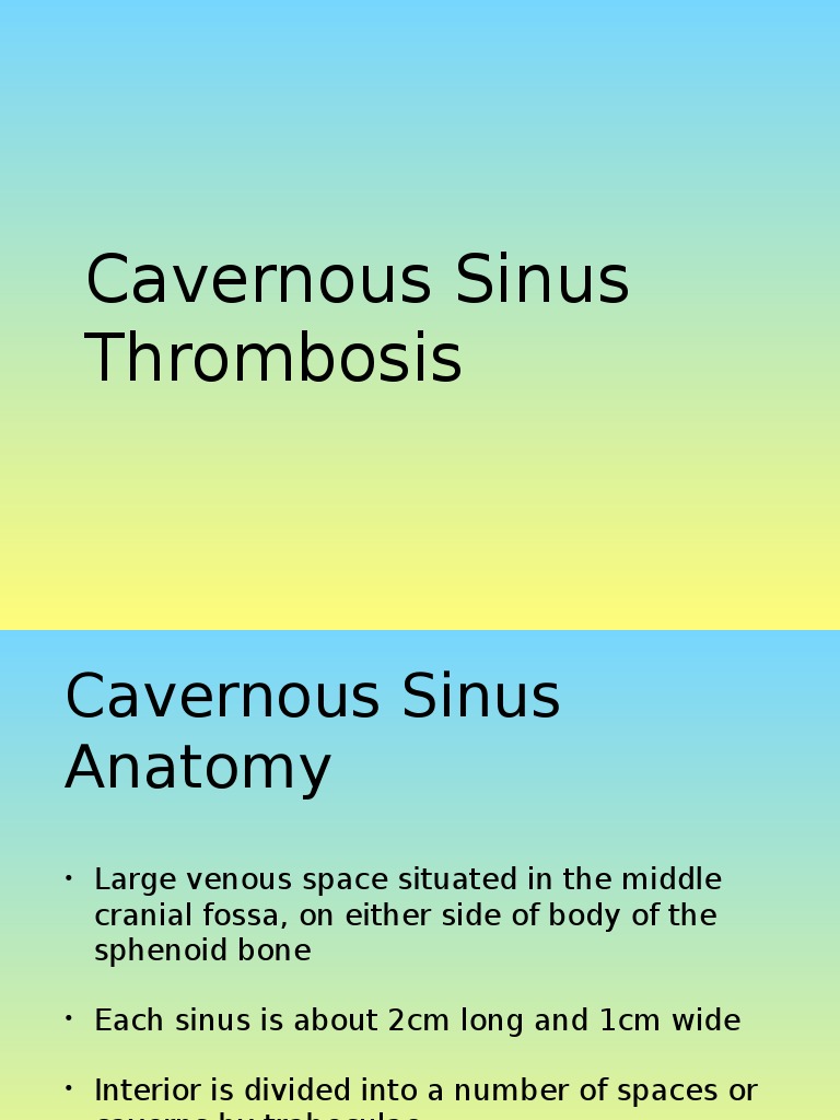 Cavernous Sinus Thrombosis Overview | PDF | Human Head And Neck | Human ...