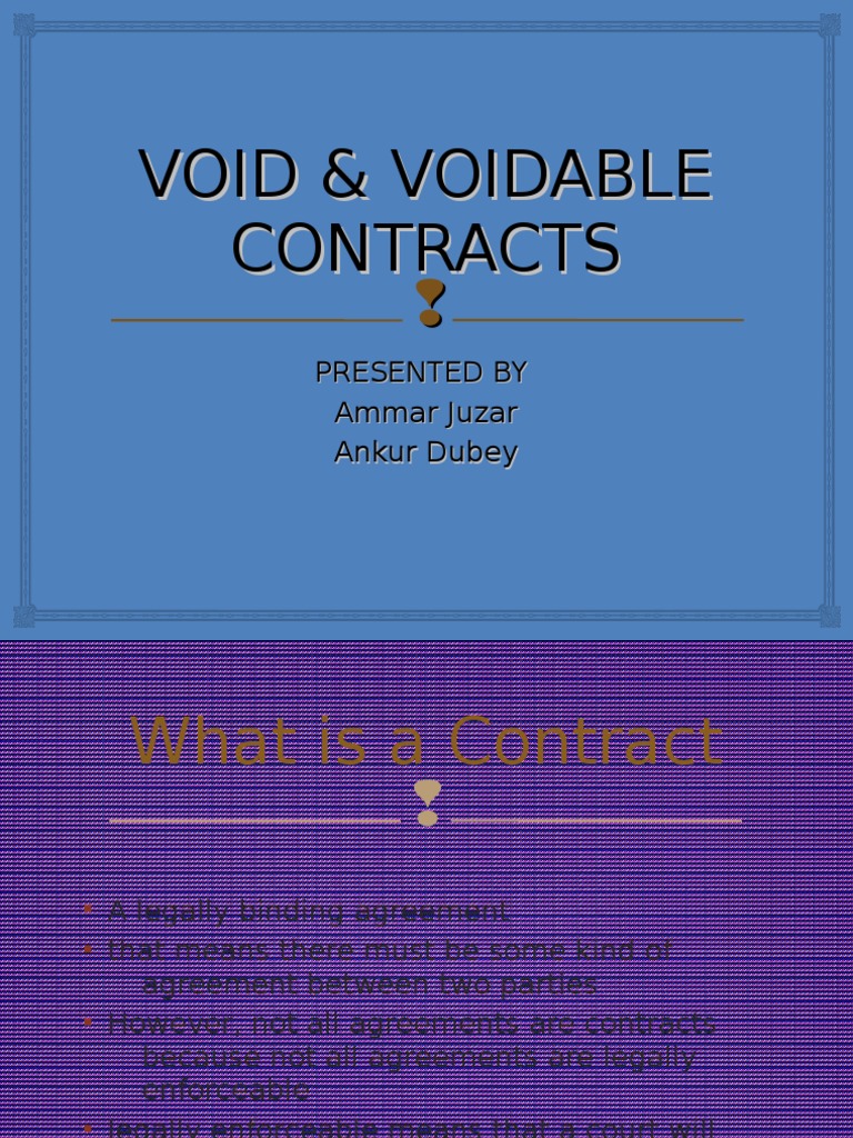 Void & Voidable Contracts | PDF | Void (Law) | Legal Ethics