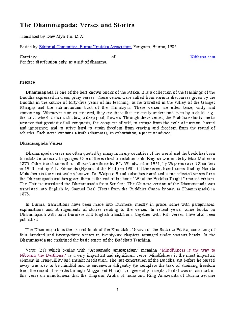The Dhammapada Stories | PDF | Sati (Buddhism) | Gautama Buddha