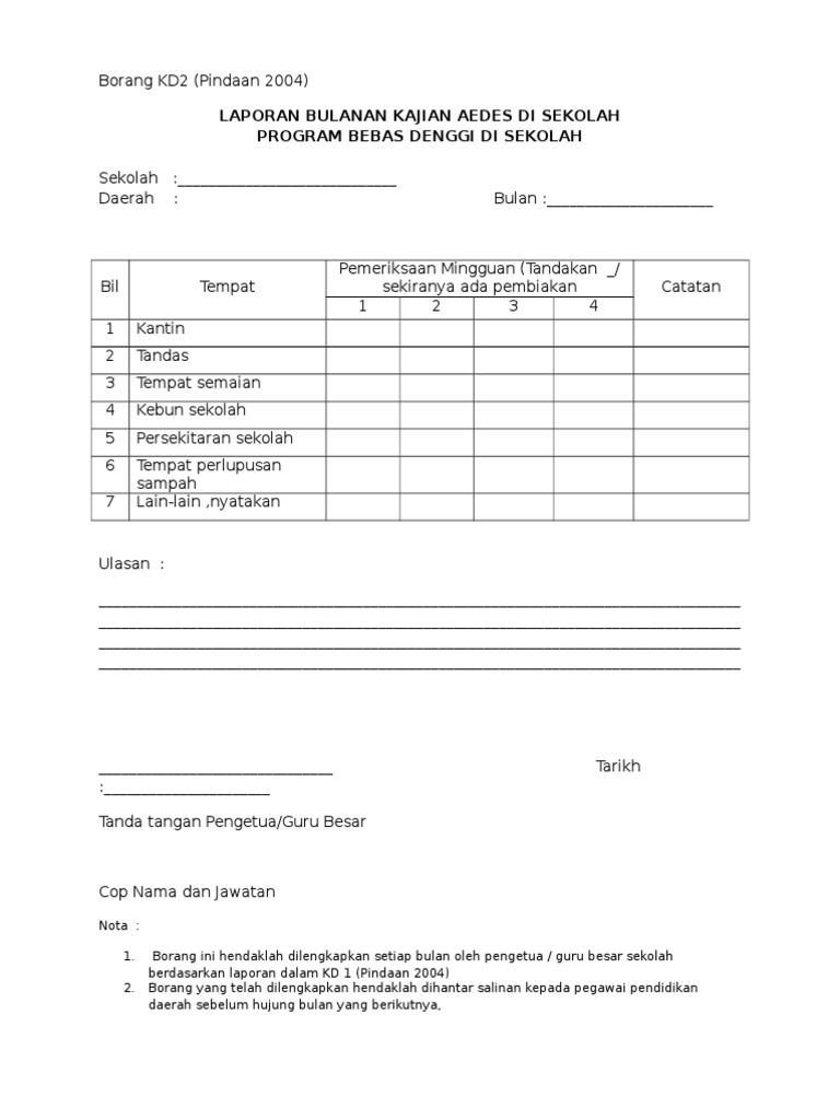 2015 01 12 Borang Kd2 Dan Kd1 Denggi Pdf