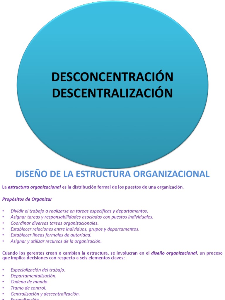 Desconcentración y Desentralización | Toma de decisiones | Ley estatutaria