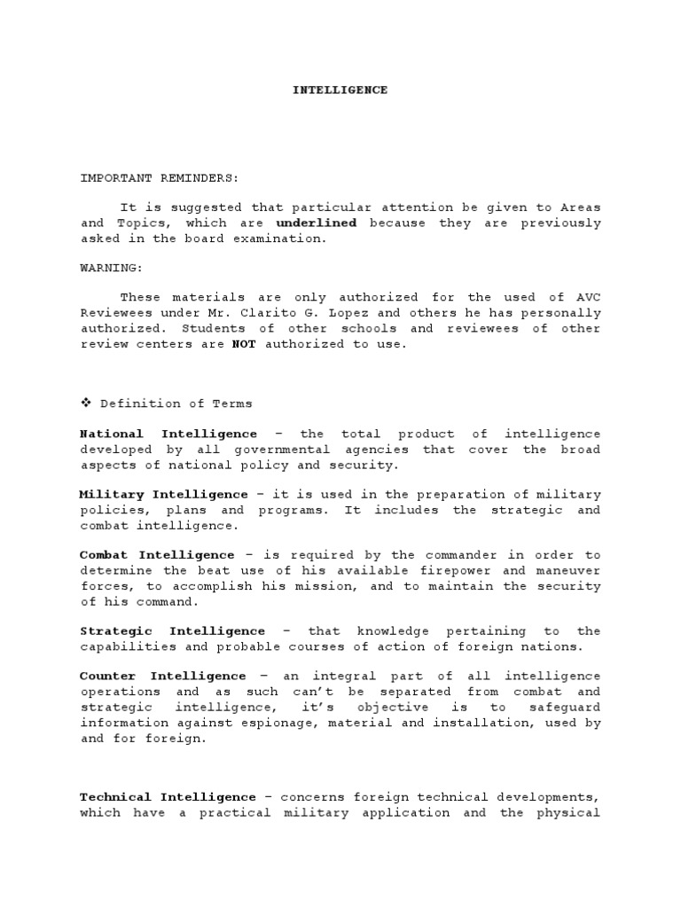 Intelligence 2 | Download Free PDF | Classified Information | Military ...