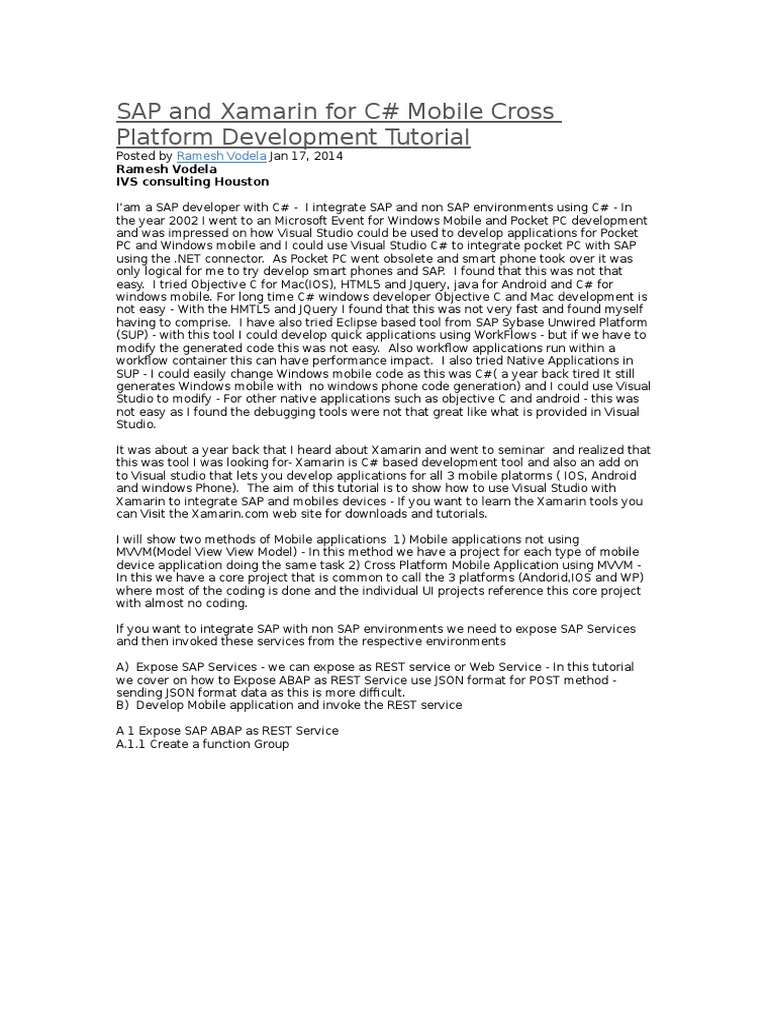 Sap Rest Services | PDF | Xamarin | Android (Operating System)