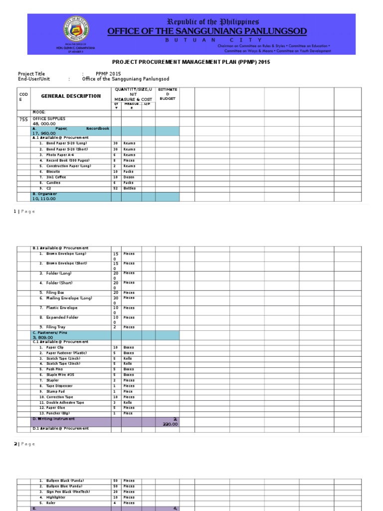 PPMP Form | PDF