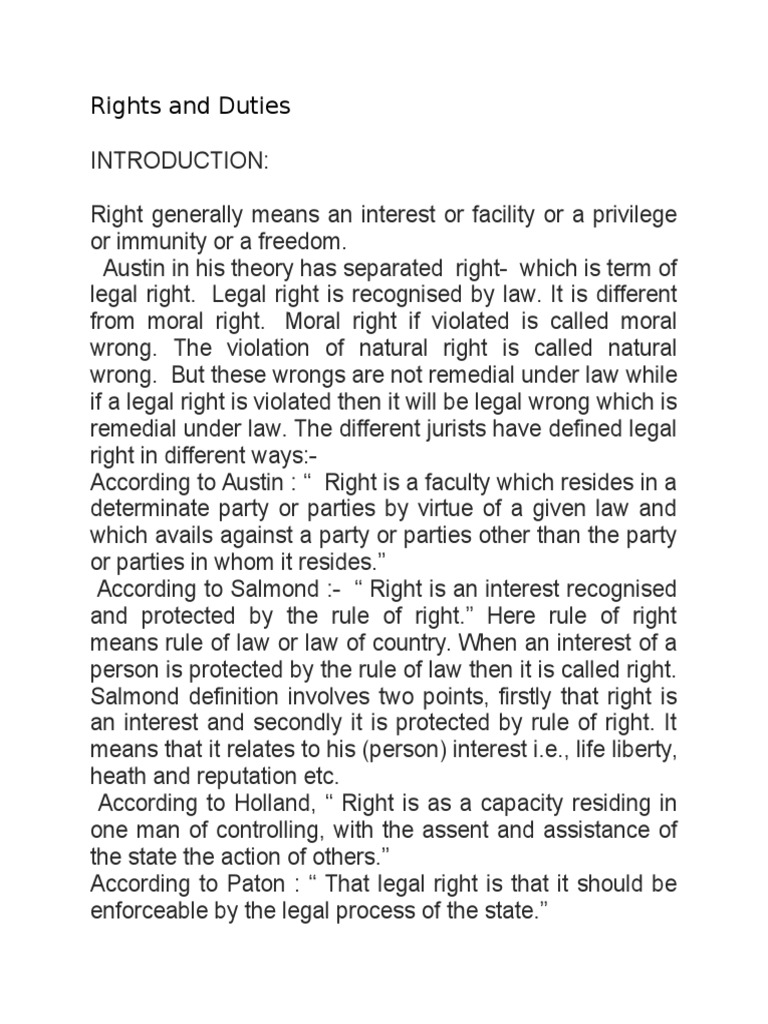 Rights and Duties | PDF | Natural And Legal Rights | Jurisprudence