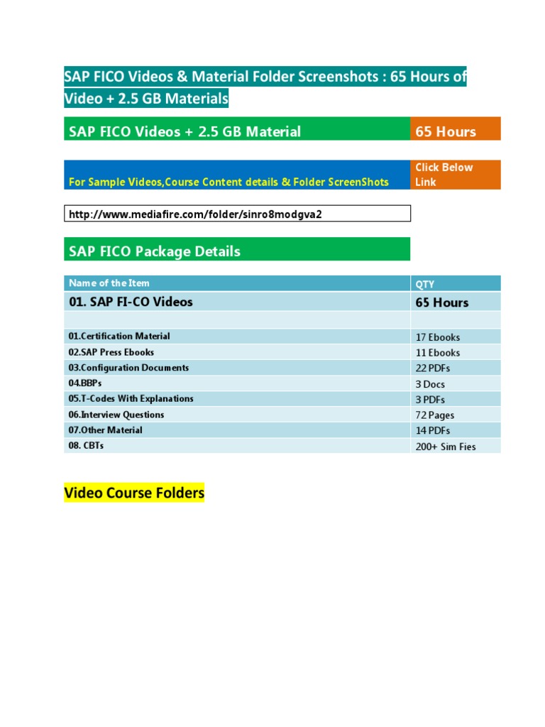 SAP FICO Training Videos - Materials Folder Screenshots PDF | PDF