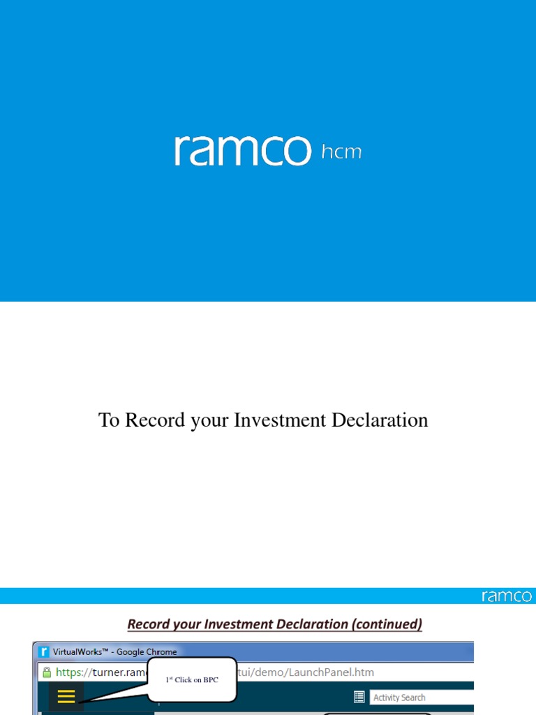 Step-by-step instructions for recording investment declarations and uploading tax proofs in the ...