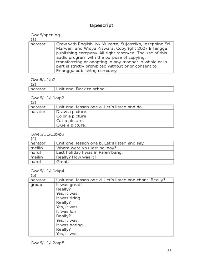 Script Grow With English 6 | PDF