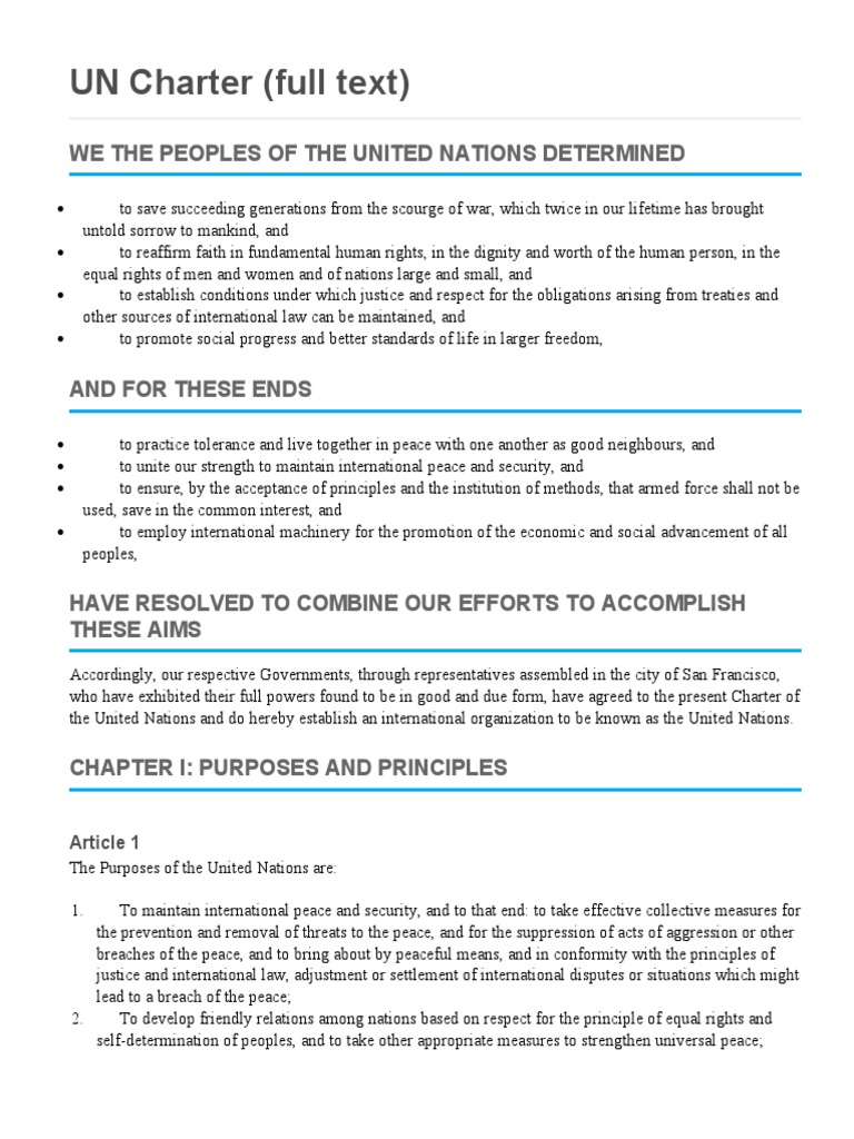 Carta ONU | PDF | United Nations General Assembly | World Politics