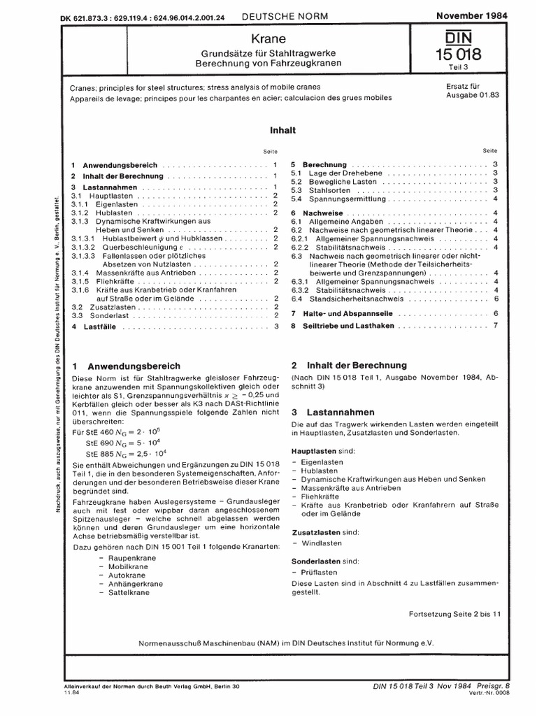 Din 15018-3 1984-11 | PDF