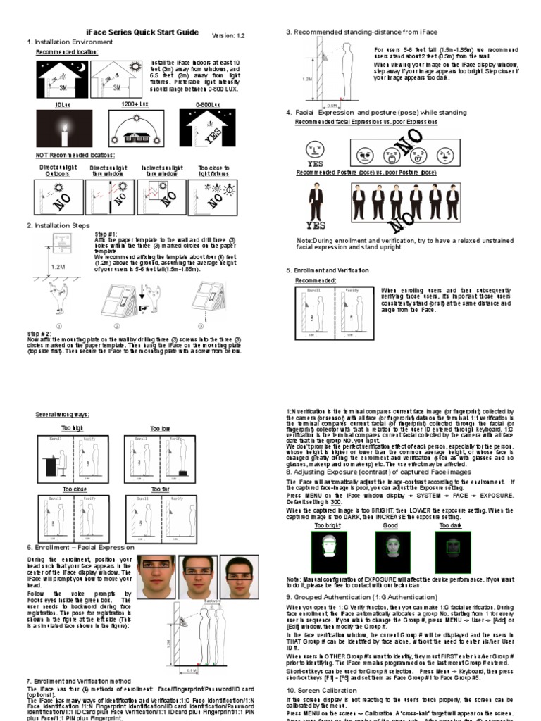 iFace Series Quick Start Guide | PDF | Identity Document | Authentication