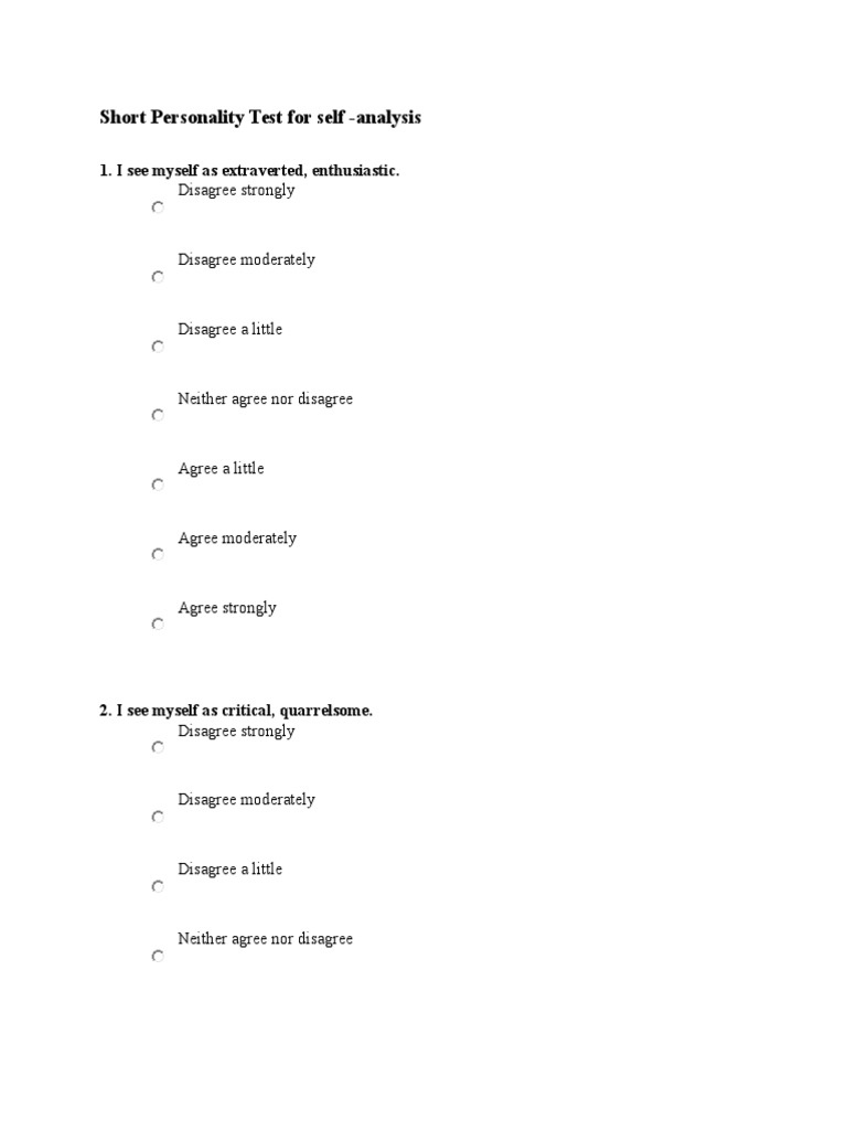 Self-Analysis Personality Quiz | PDF | Career & Growth | Self-Improvement