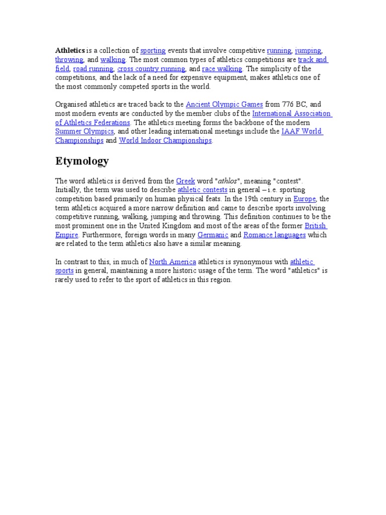 Athletics Document | PDF | Track And Field | Sport Of Athletics