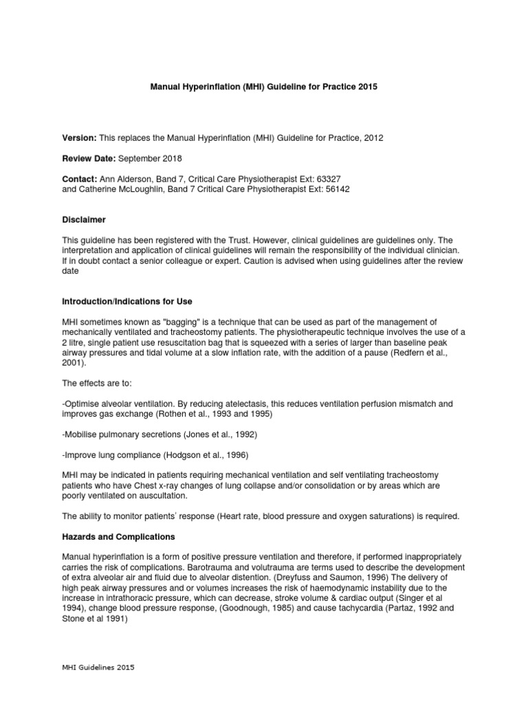 Manual Hyperinflation Mhi | PDF | Lung | Pulmonology
