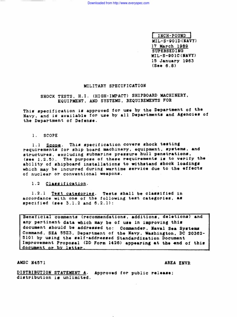 MIL-S-901D Shock Testing Requirements | PDF | Screw | Specification ...