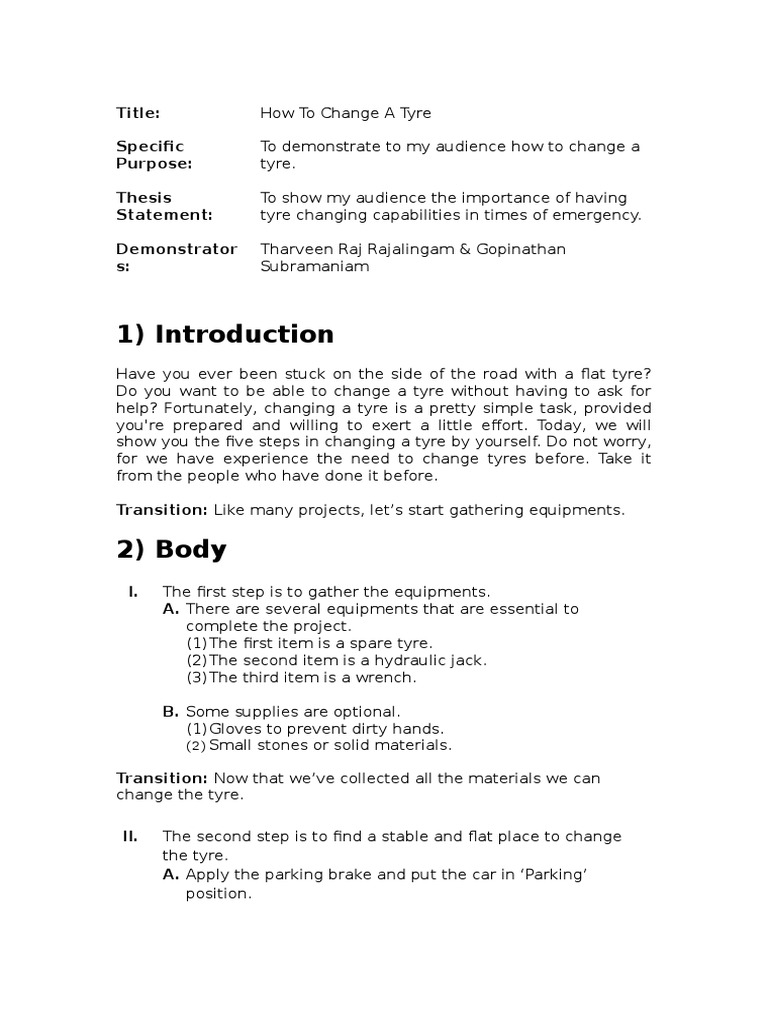How To Change A Tyre Outline | PDF | Tire | Automobiles