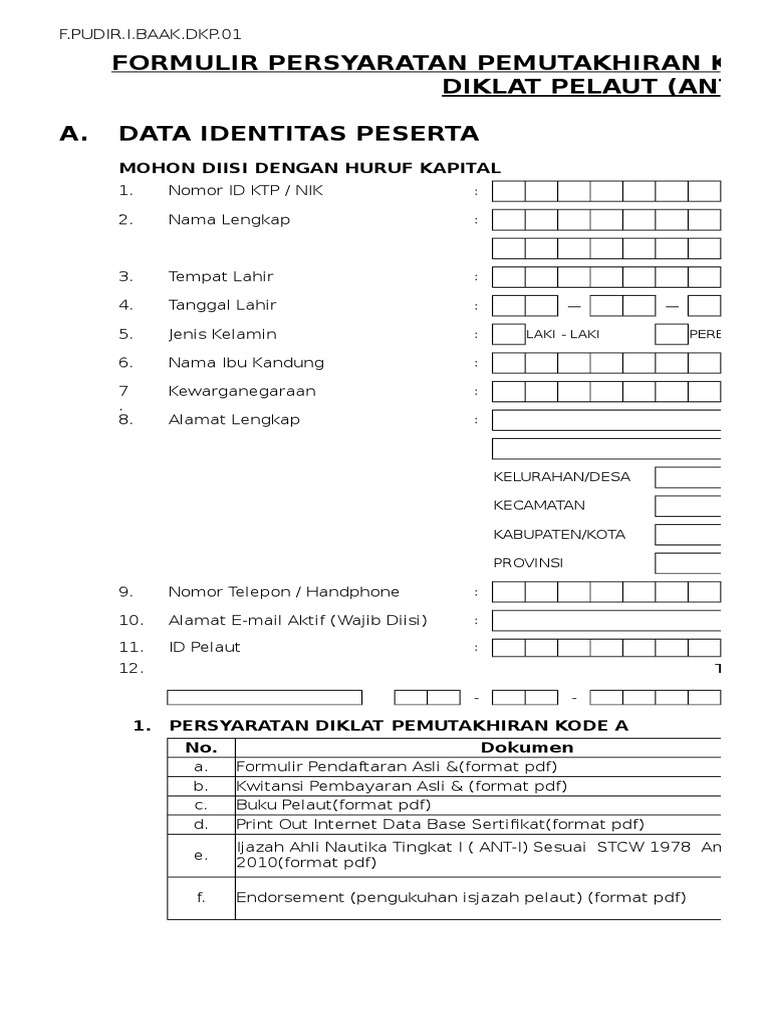 Formulir Pemutakhiran 2016 | PDF
