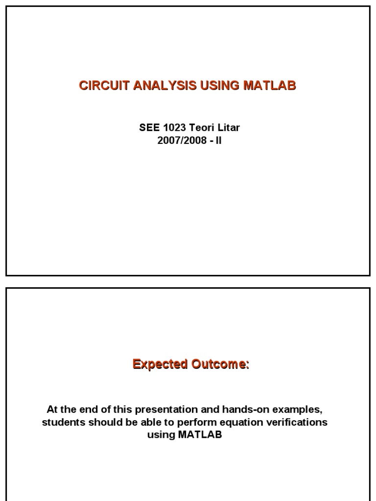 Circuit Analysis Using Matlab | PDF | Matlab | Mathematical Analysis