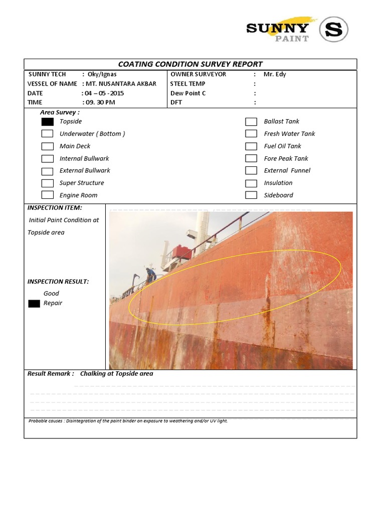Coating Condition Rport Nusantara Akbar | PDF | Technology & Engineering