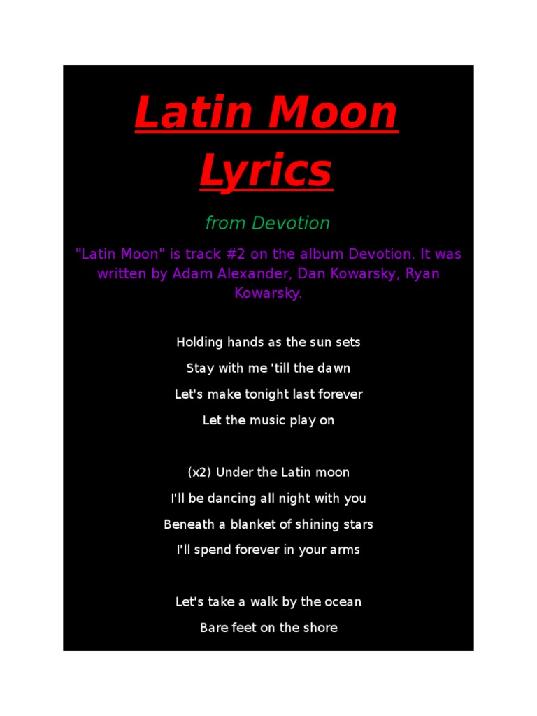 Latin Moon Song LyricS | PDF