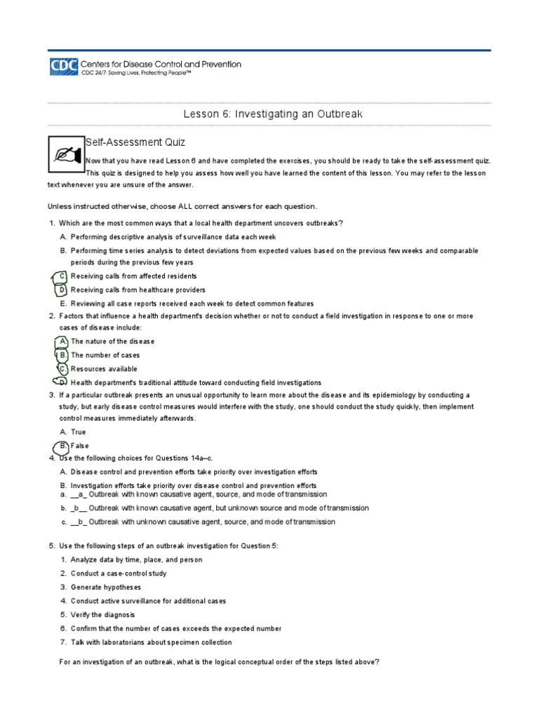 CDC Lesson 6: Outbreak Investigation Steps | PDF | Outbreak | Epidemiology