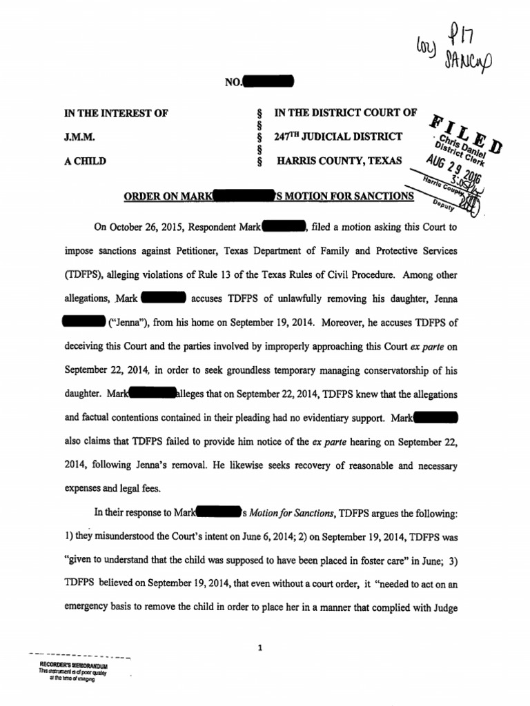 Redacted Order Sanctioning CPS | PDF