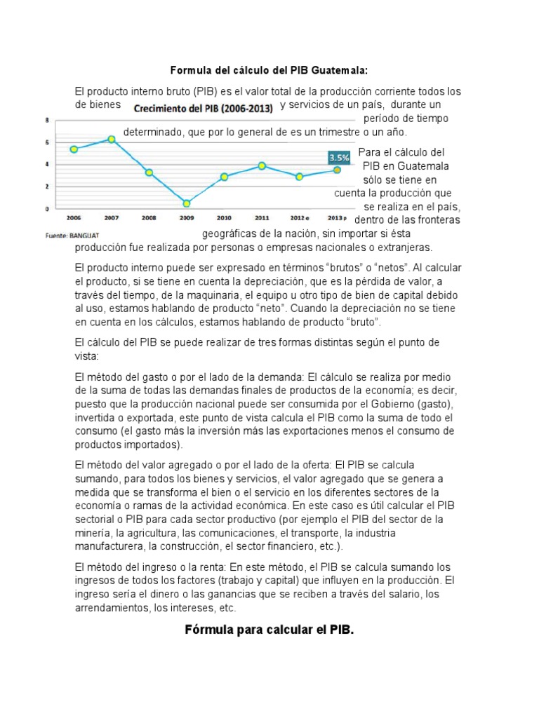 Formula Del Cálculo Del PIB Guatemala | Producto Nacional Bruto ...