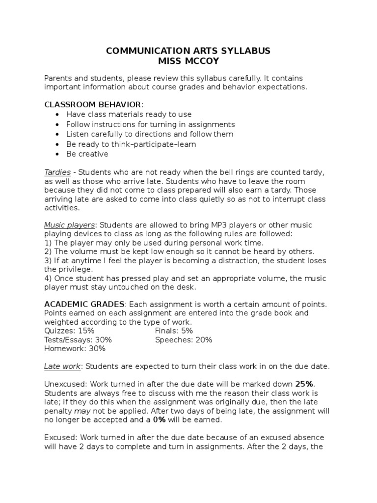 Communication Arts Syllabus Overview | PDF | Career & Growth | Art