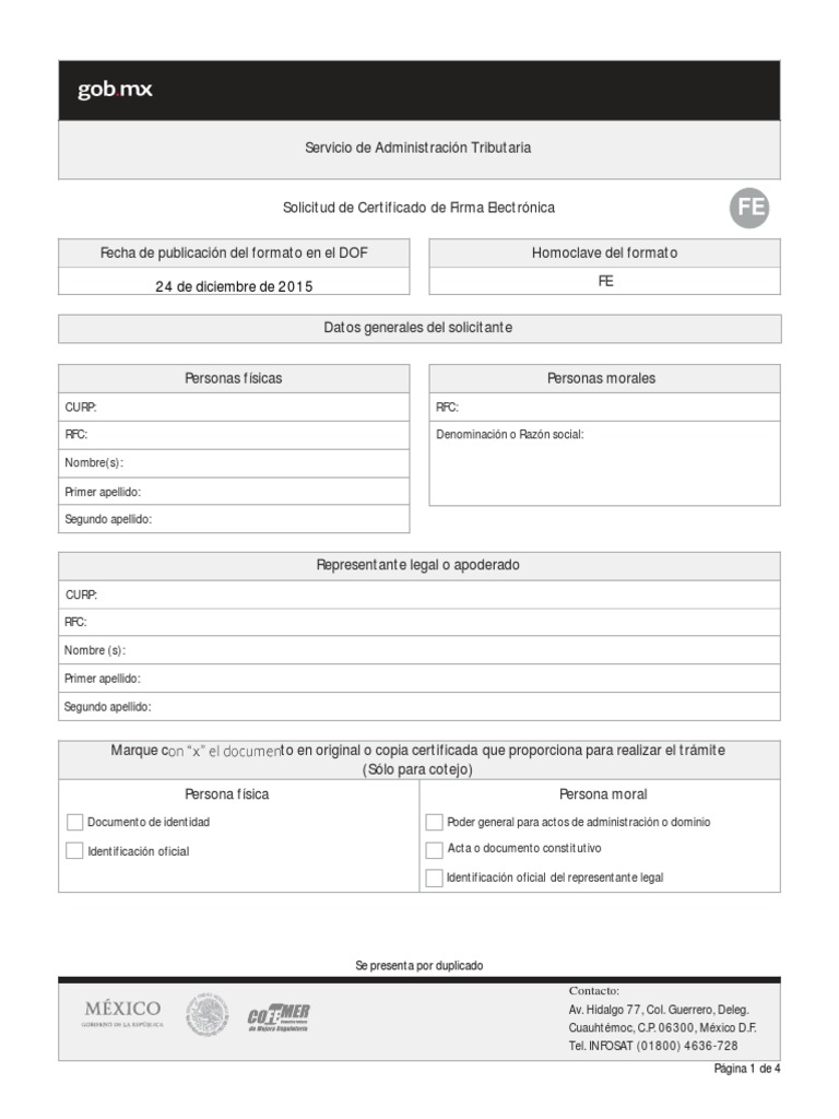 Solicitud de Certificado FIEL SAT | PDF | Ley de fideicomiso | Gobierno