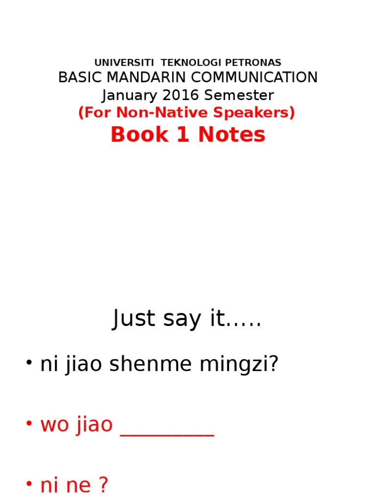 Mandarin Part 1 Notes | PDF