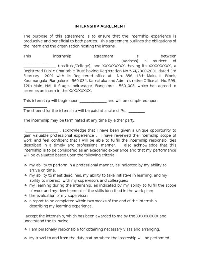 Internship Agreement and Policy | PDF | Internship | Job Hunting