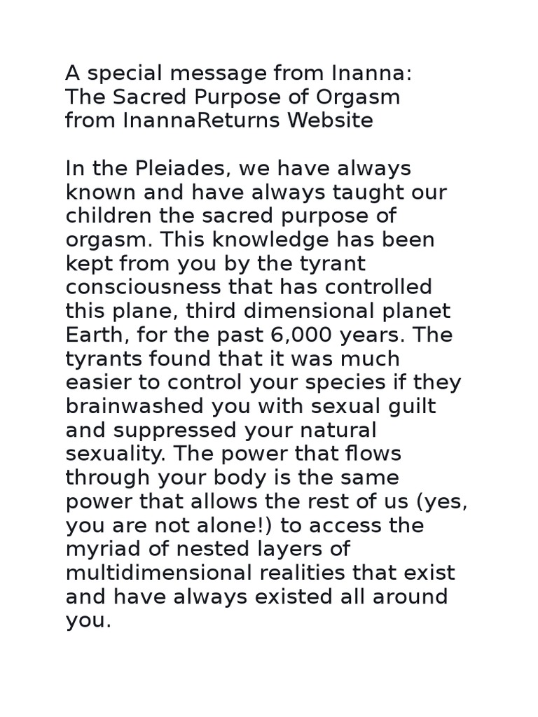 The Sacred Purpose of Orgasm From Inanna Returns | PDF | Consciousness ...